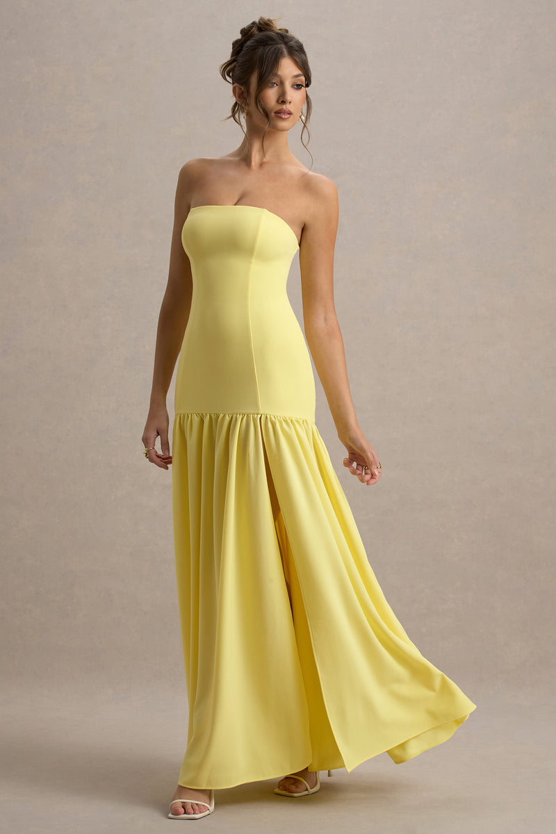 Penny Lemon Bandeau Drop-Waist Maxi Dress – Club L London - CA