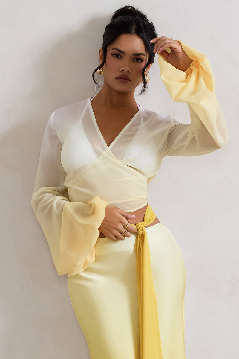 Sun Seeker Yellow Ombre Flared-Sleeve Wrap Top – Club L London - CA