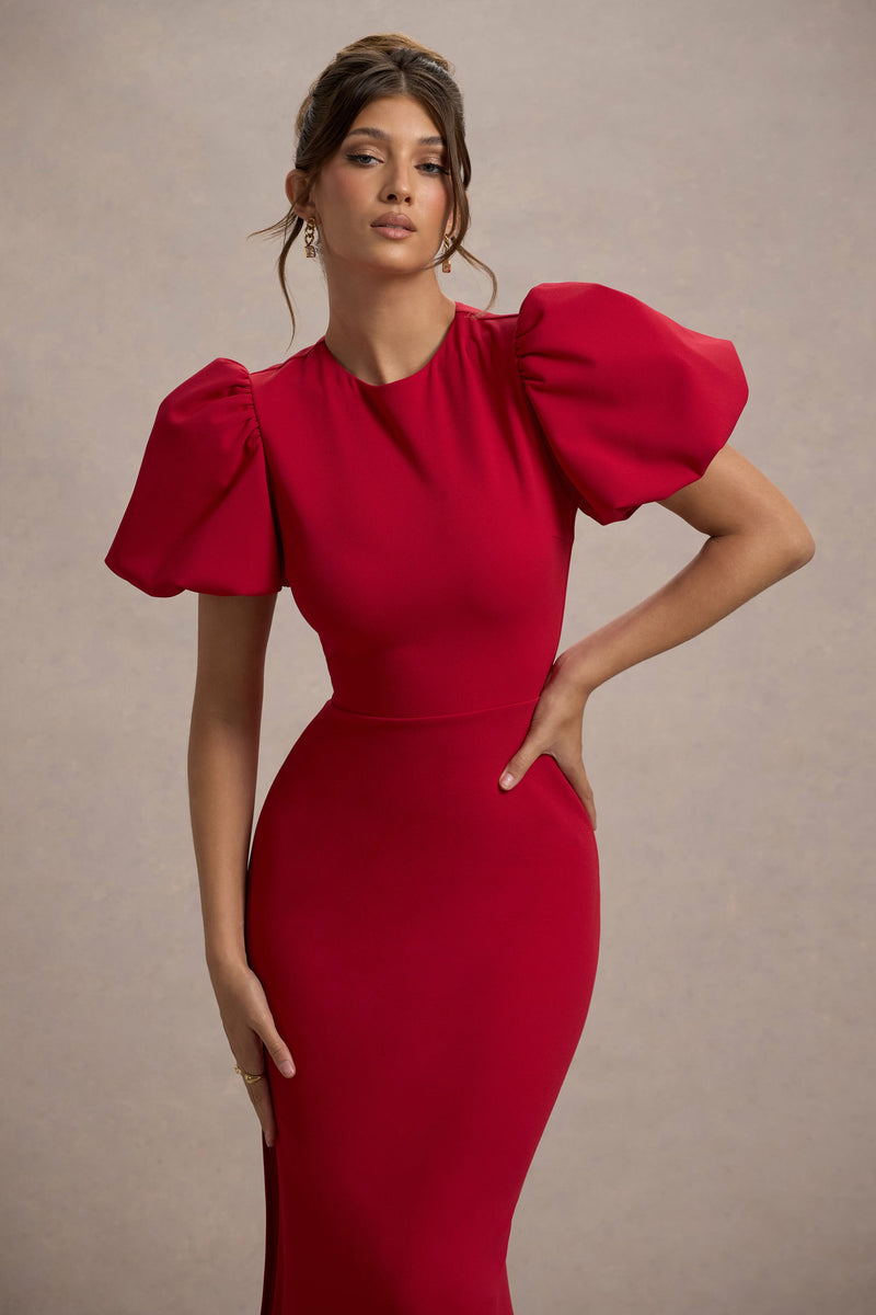Love Letters Red Puff-Sleeve Maxi Dress – Club L London - CA