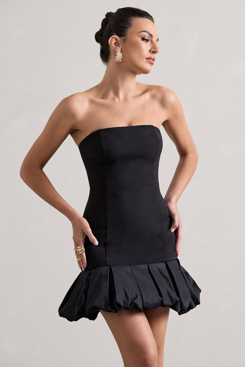 Liscia Black Bandeau Mini Dress With Ruffle Trim – Club L London - CA