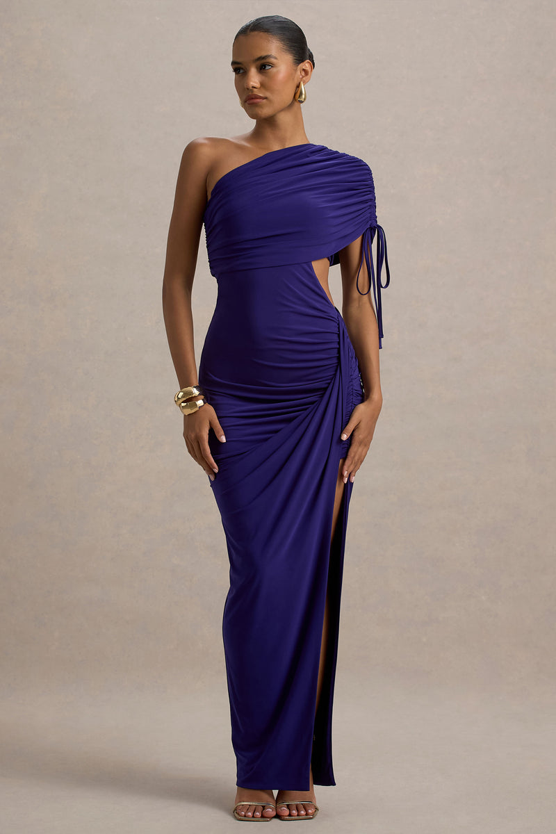 Trance Blue Asymmetric Maxi Dress with Split – Club L London - CA