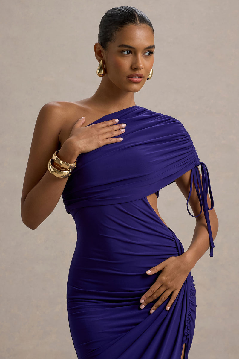 Trance Blue Asymmetric Maxi Dress with Split – Club L London - CA