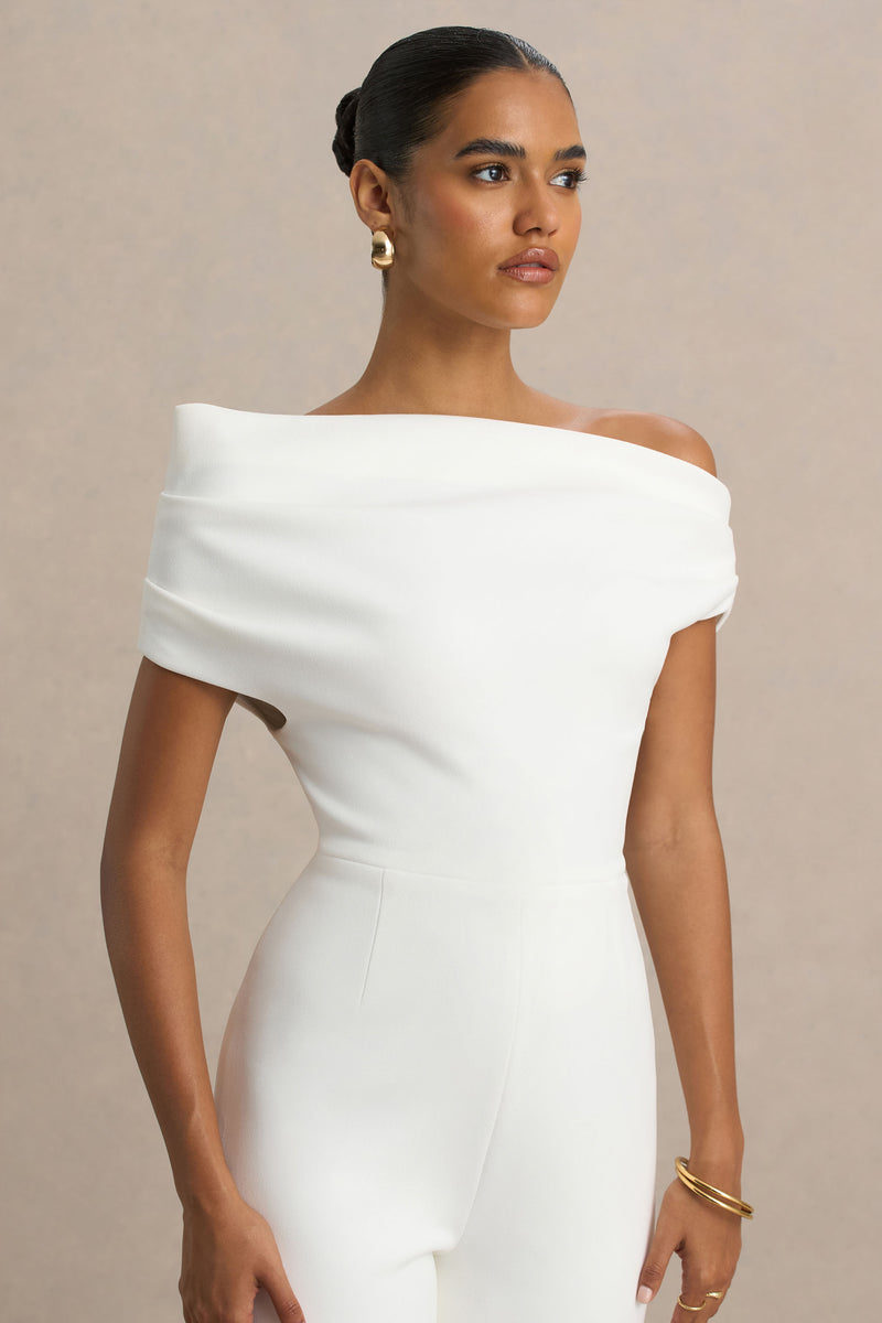 Alexandra White Asymmetric Draped Jumpsuit – Club L London - CA
